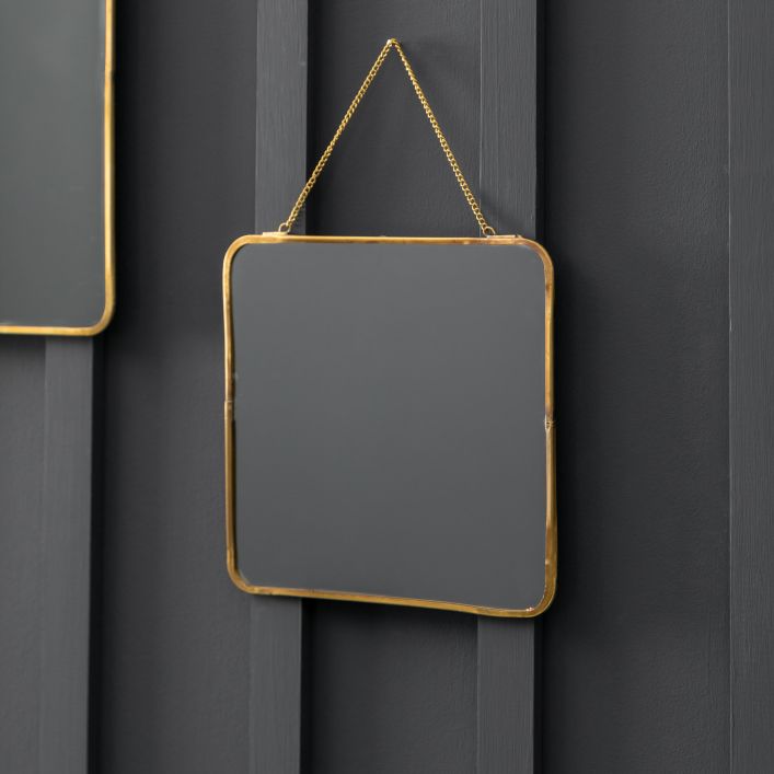 Zuri Mirror Square Antique Brass 200x200mm – lakelandhome