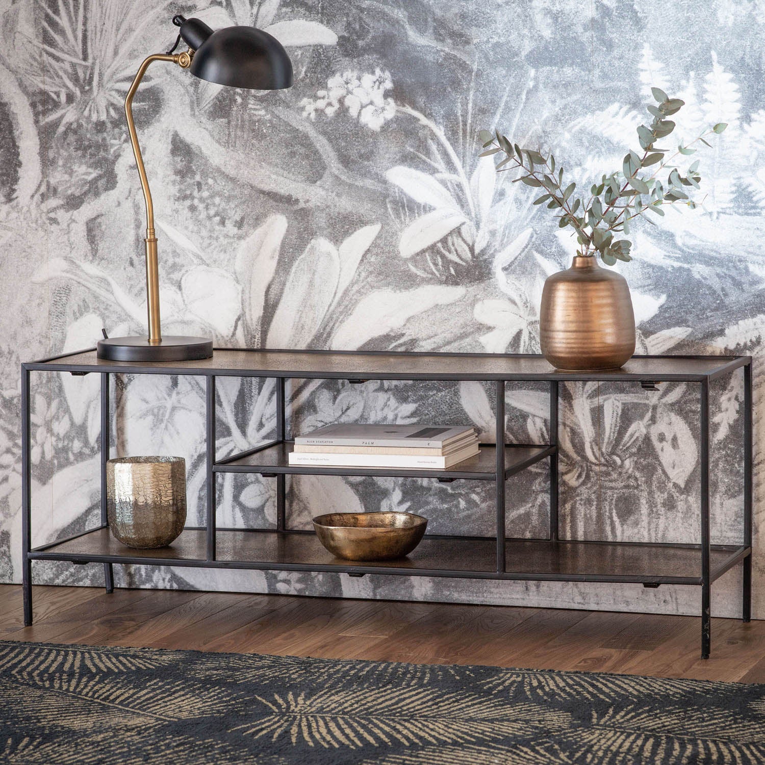 Gallery Interiors Hadston Media Unit Antique Gold – LakelandHome.co.uk